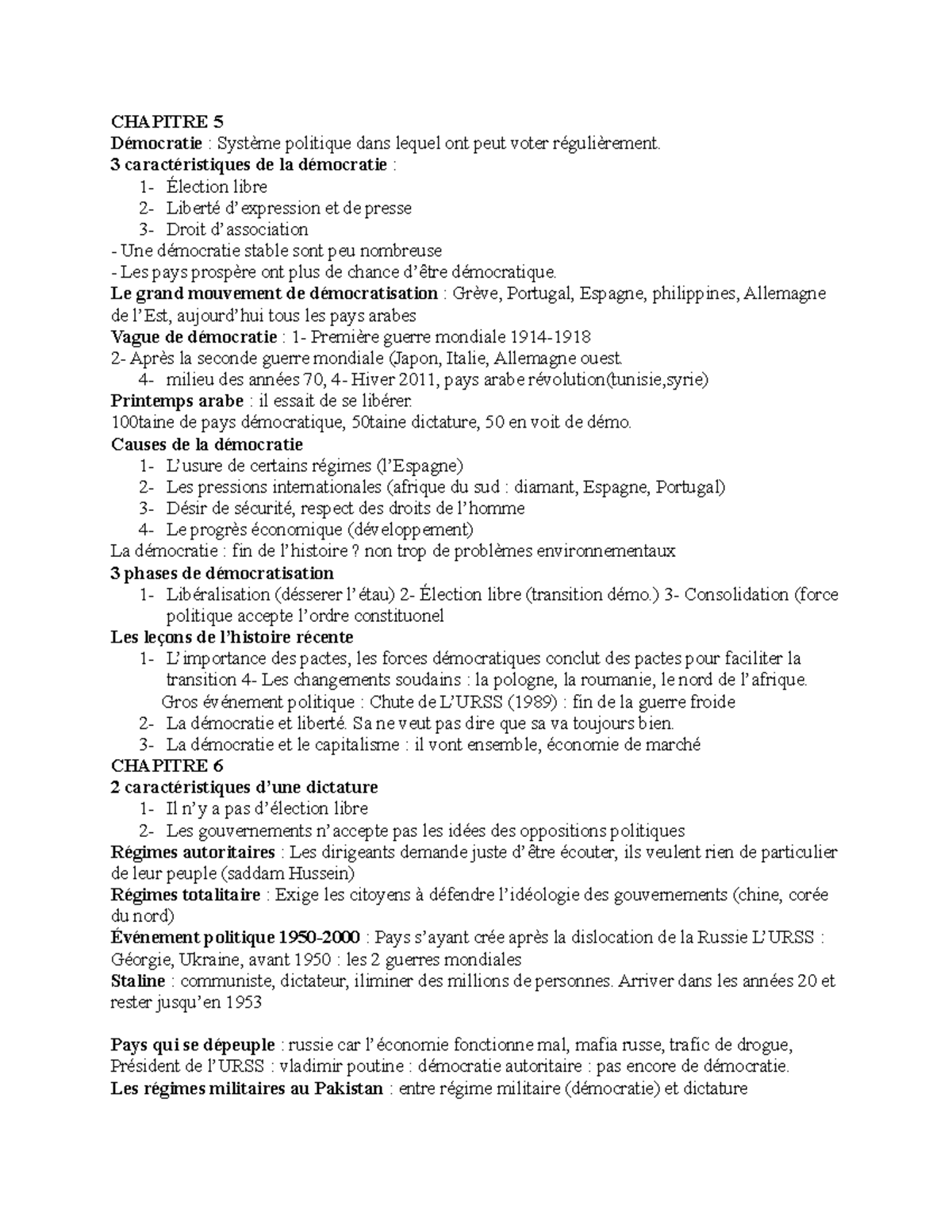 politique examen - CHAPITRE 5 - Studocu