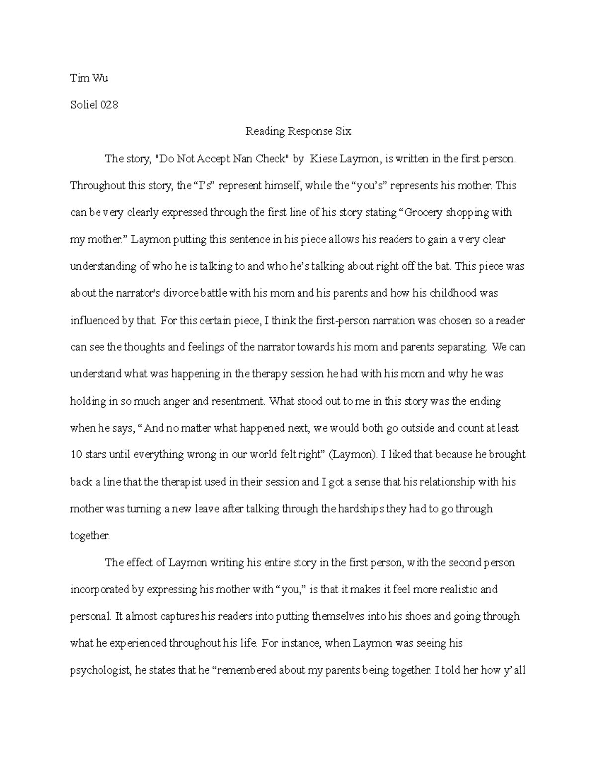 Reading Response Six - Tim Wu Soliel 028 Reading Response Six The story ...