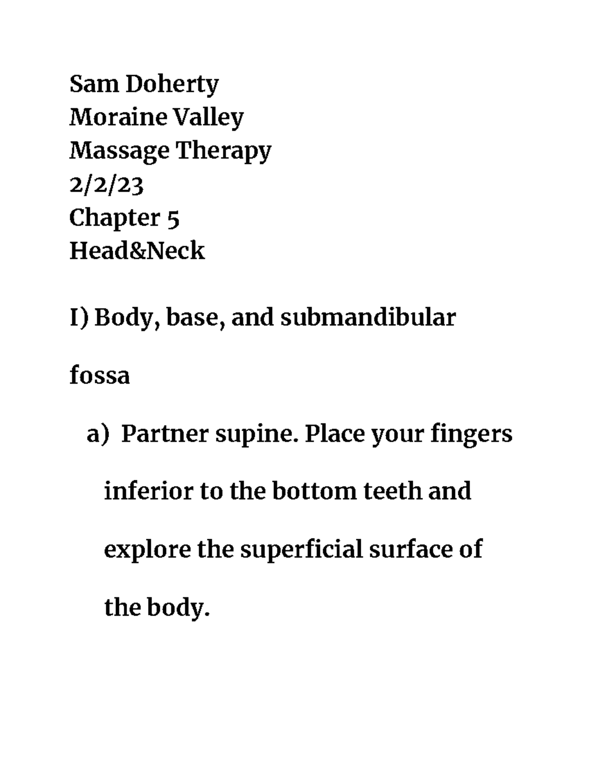Head massage - Notes - Sam Doherty Moraine Valley Massage Therapy 2/2 ...