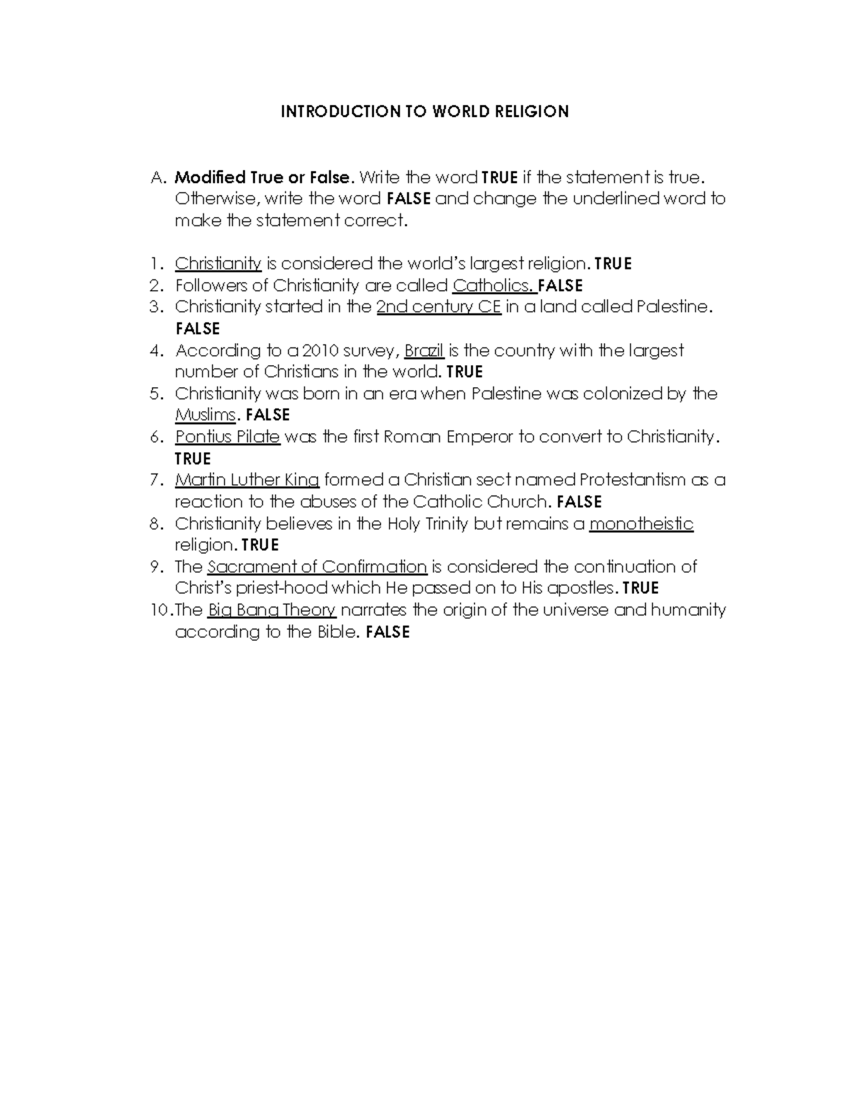 Introduction TO World Religion - INTRODUCTION TO WORLD RELIGION A ...