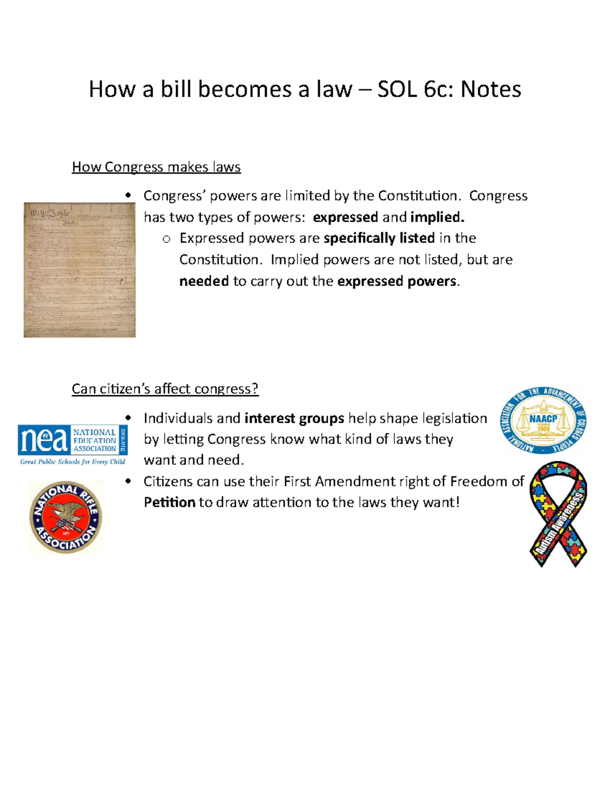 6c-How+a+bill+becomes+a+law+notes+filled+in - How a bill becomes a law ...