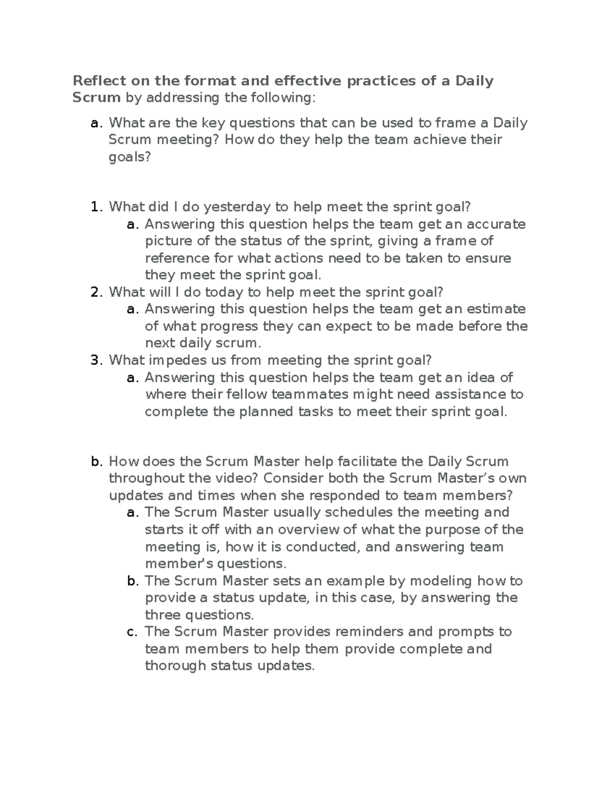 CS250 2-3 Assignment Scrum Events Reflection - Reflect on the format and effective practices of ...