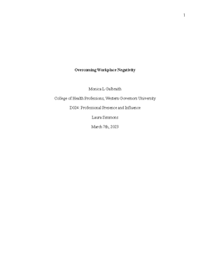 D024 AIM2 Reflection Paper - Establishing Professional Presence to Promote a Healthy Work - Studocu