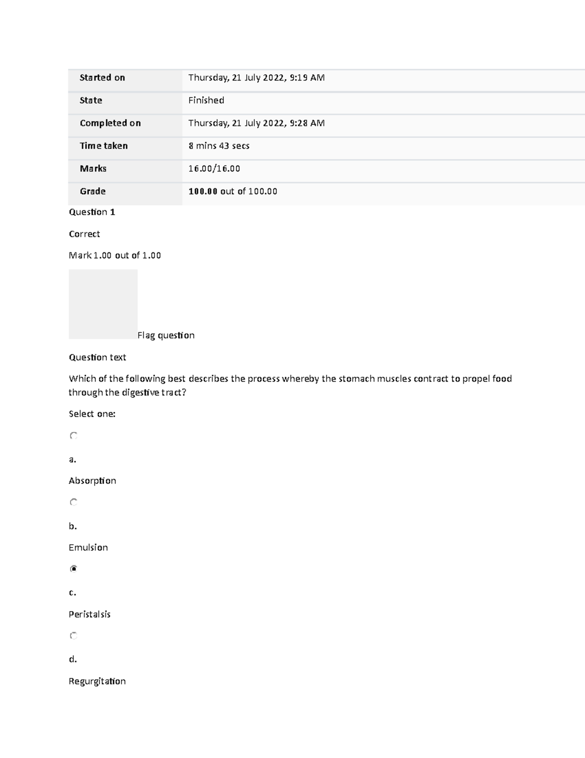 Human Anatomy 2211 Graded quiz Unit 6 - Started on Thursday, 21 July ...