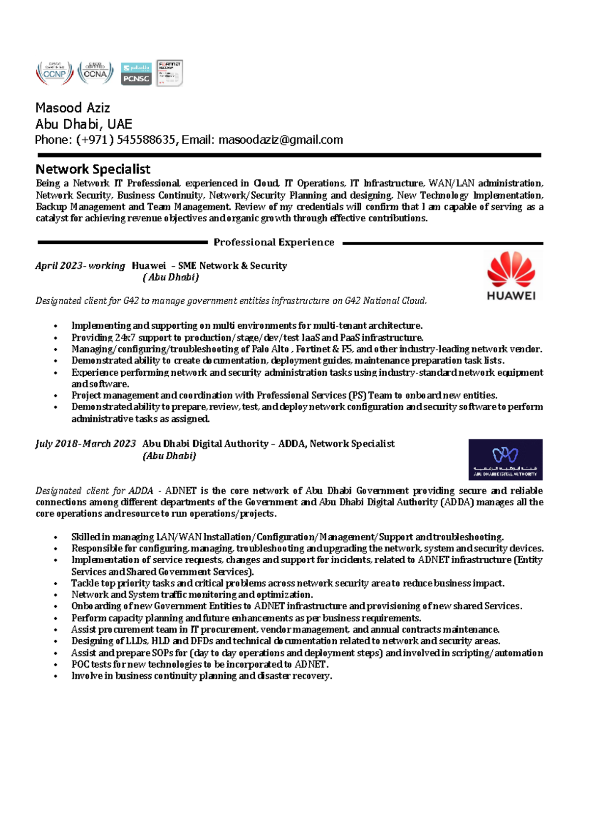 Masood Aziz CV - Summary Bachelor of Science in Nursing - Introduction ...