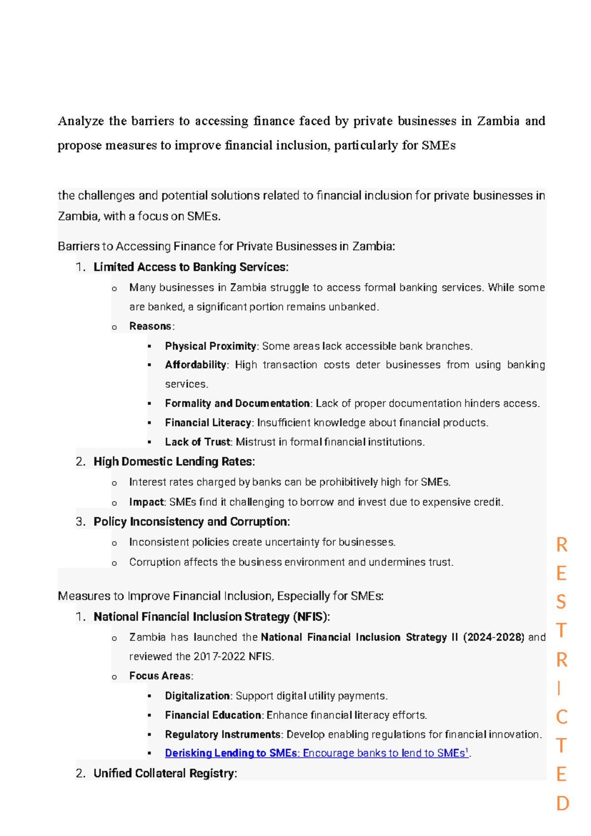 Analyze the barriers to accessing finance - Barriers to Accessing ...