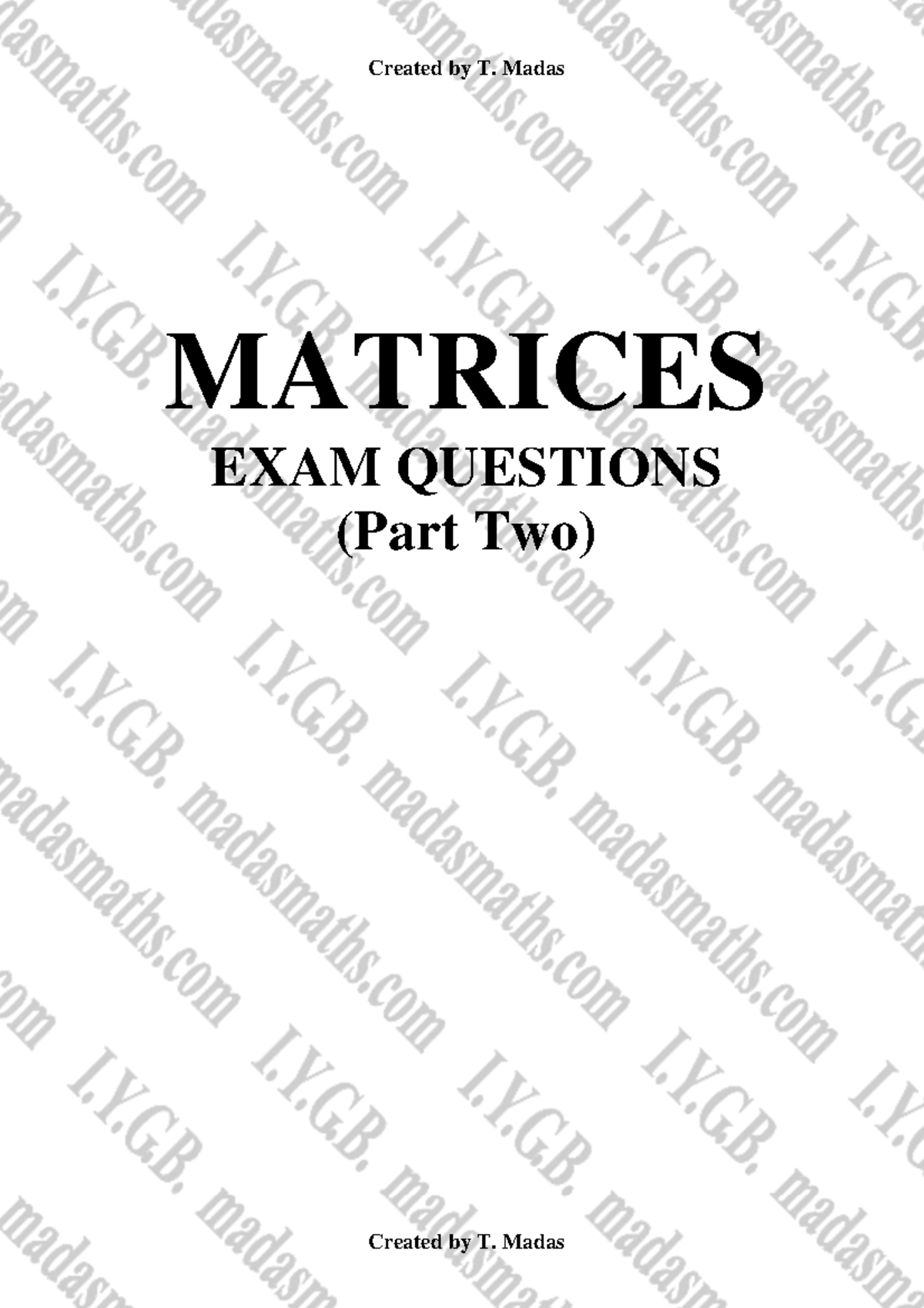 Httpswww.madasmaths - MATRICES EXAM QUESTIONS (Part Two) Question 1 ...