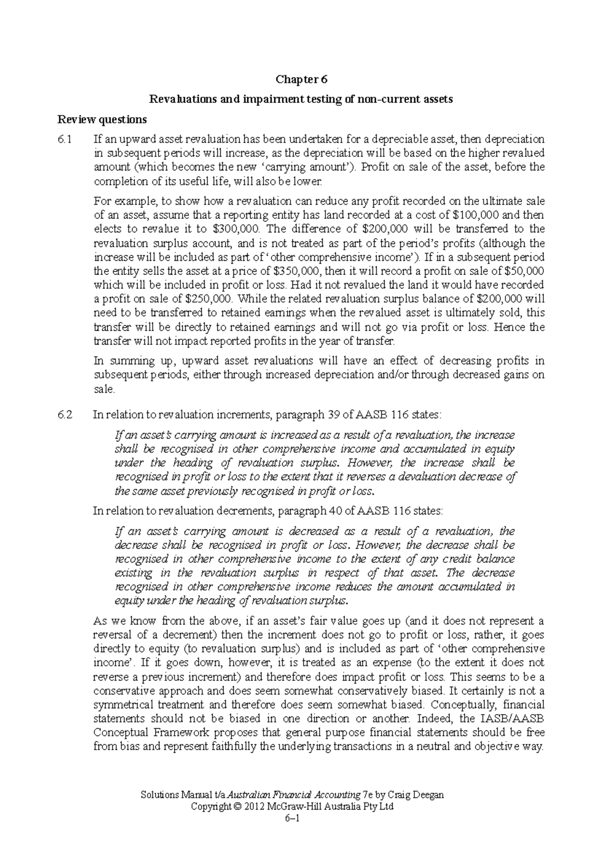 Chapter 6 solutions - Chapter 6 Revaluations and impairment testing of ...