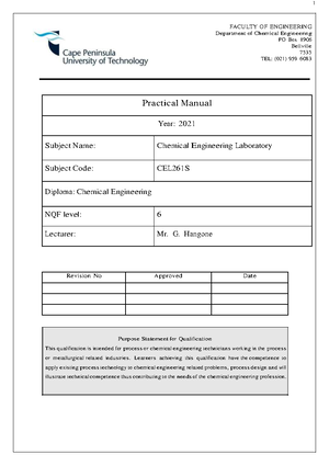 Practicals manual 2019 Refrigeration - Practical Manual Year: 20 21 ...
