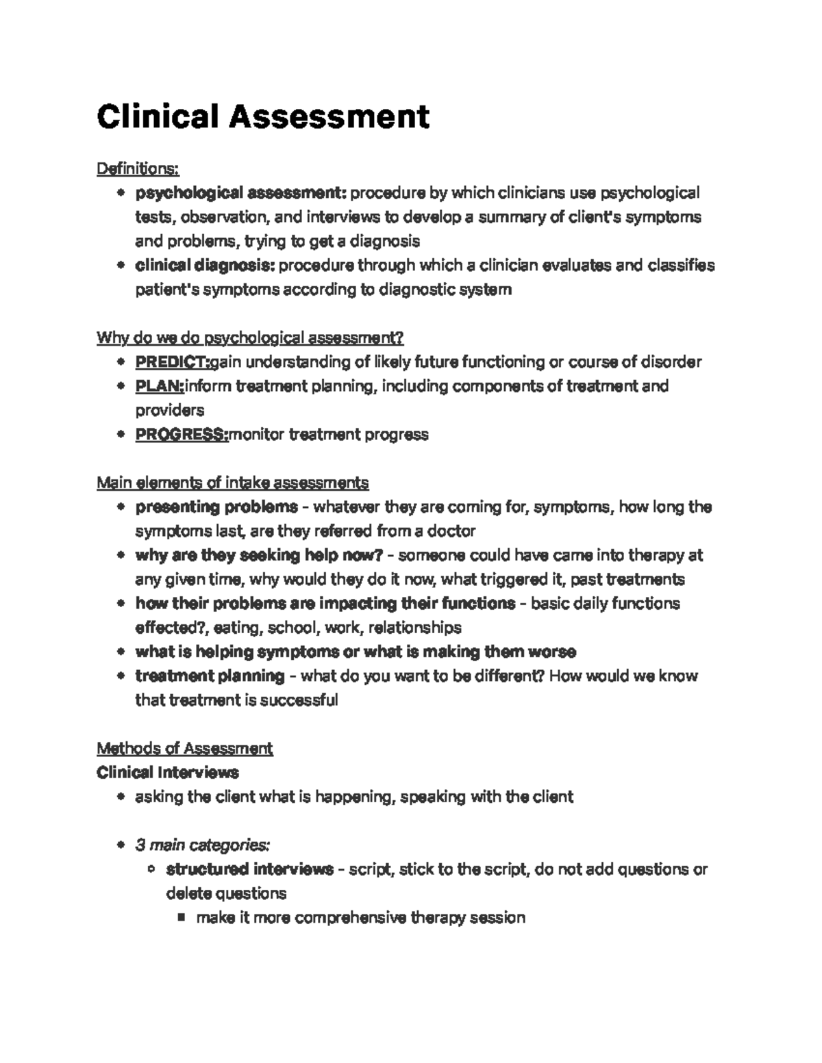 Clinical Assessment - Professor: Rachel VanDaalen - C l i n i c a l Ass ...