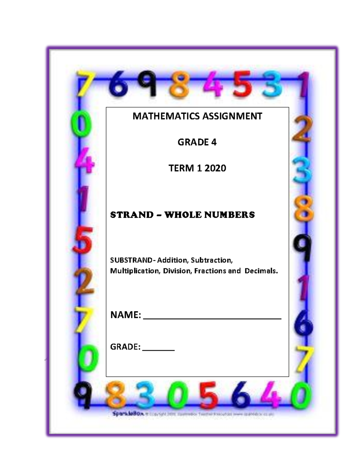 Grade 4 - Mathematics Revision Assessment TERM 1 2020 - MATHEMATICS ...