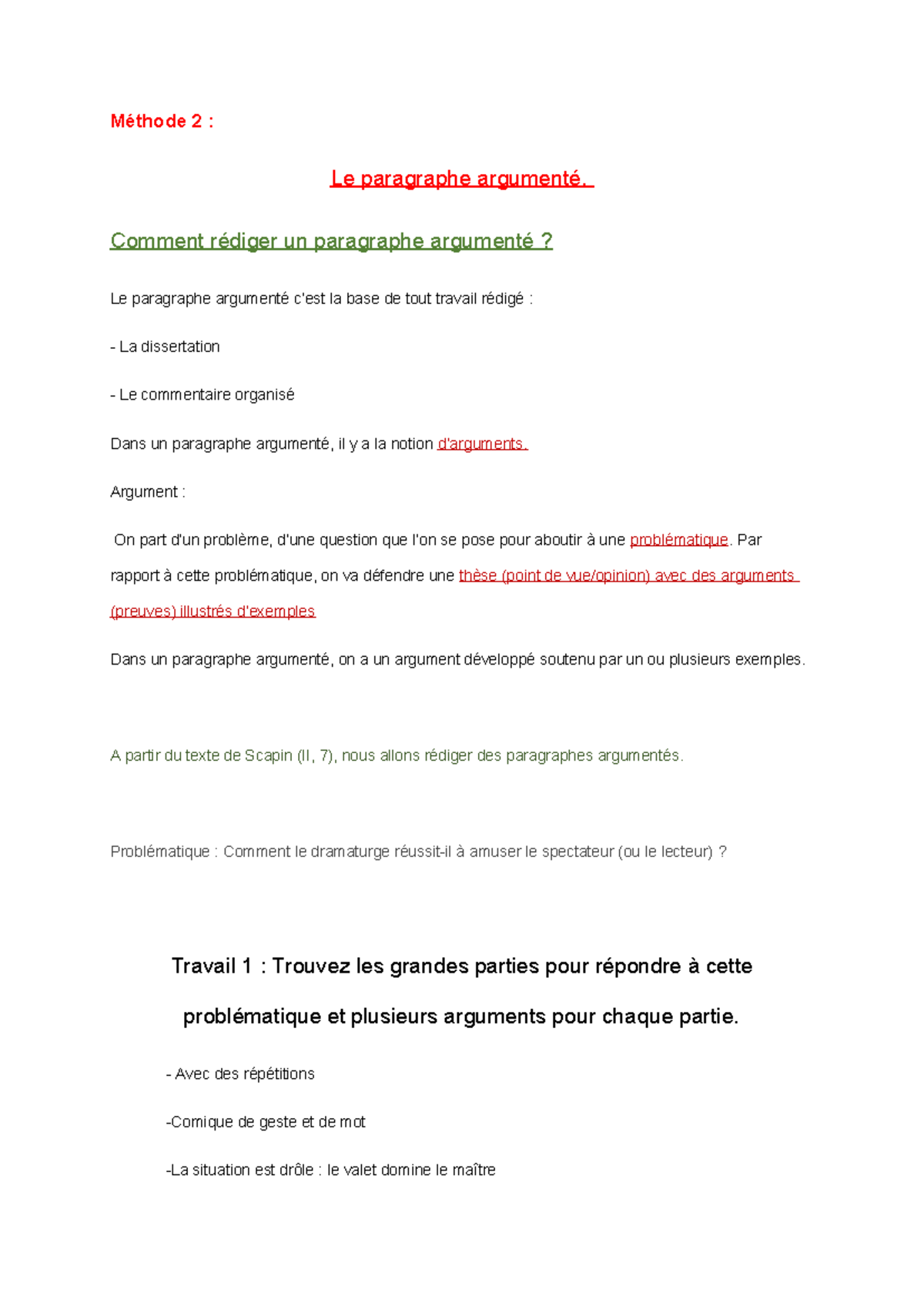 Méthode Paragraphe Argumenté - Méthode 2 : Le paragraphe argumenté. Comment rédiger un ...