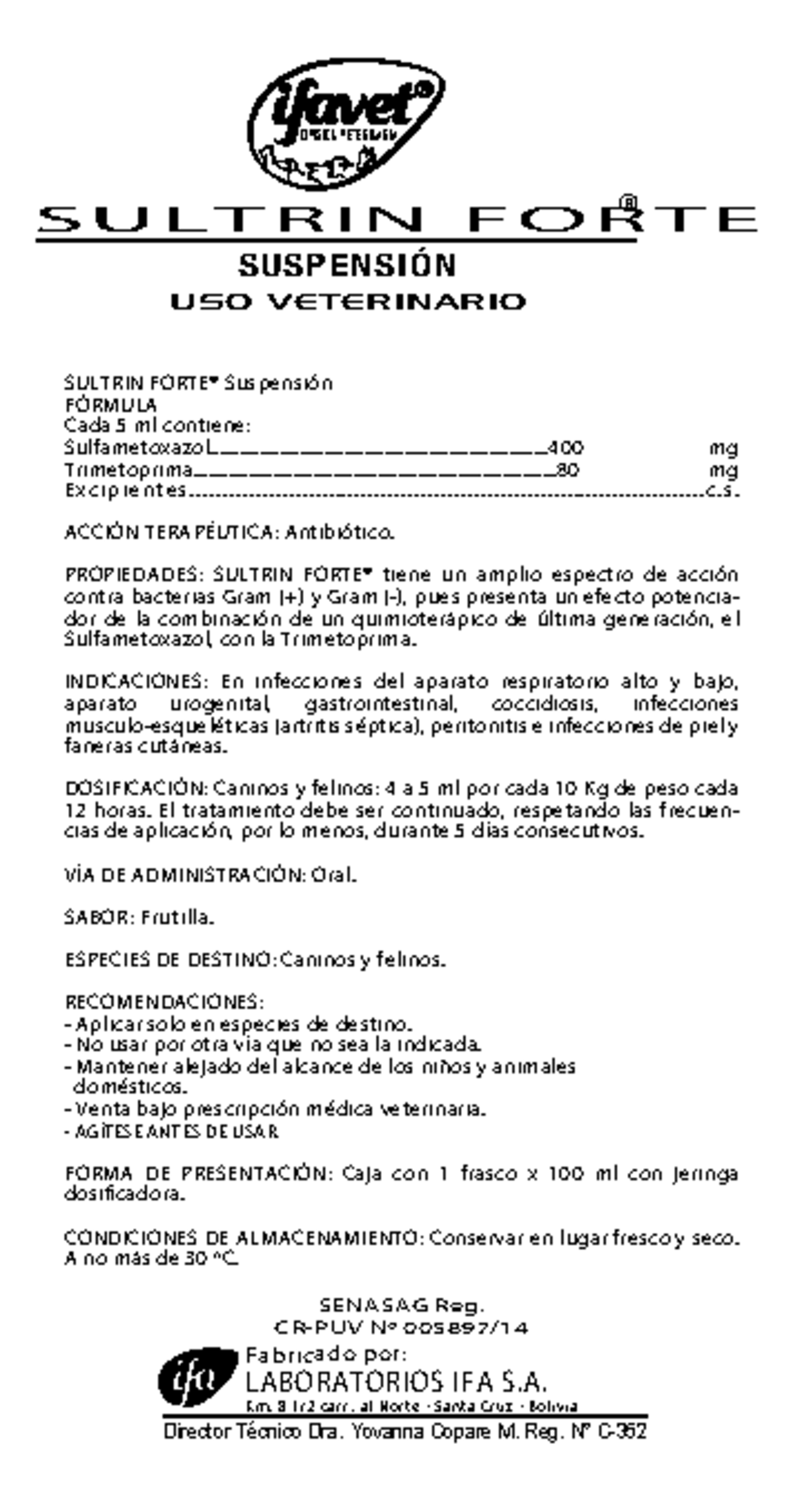 Sultrin forte ® - Prospecto de farmacología - Director Técnico Dra ...