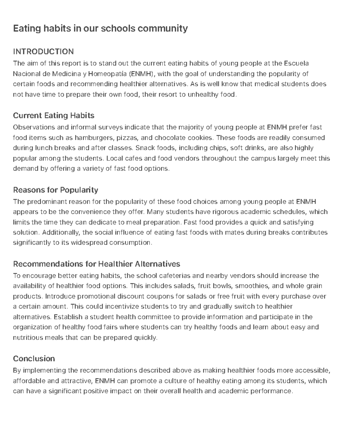 Eating habits in our schools community - Eating habits in our schools ...