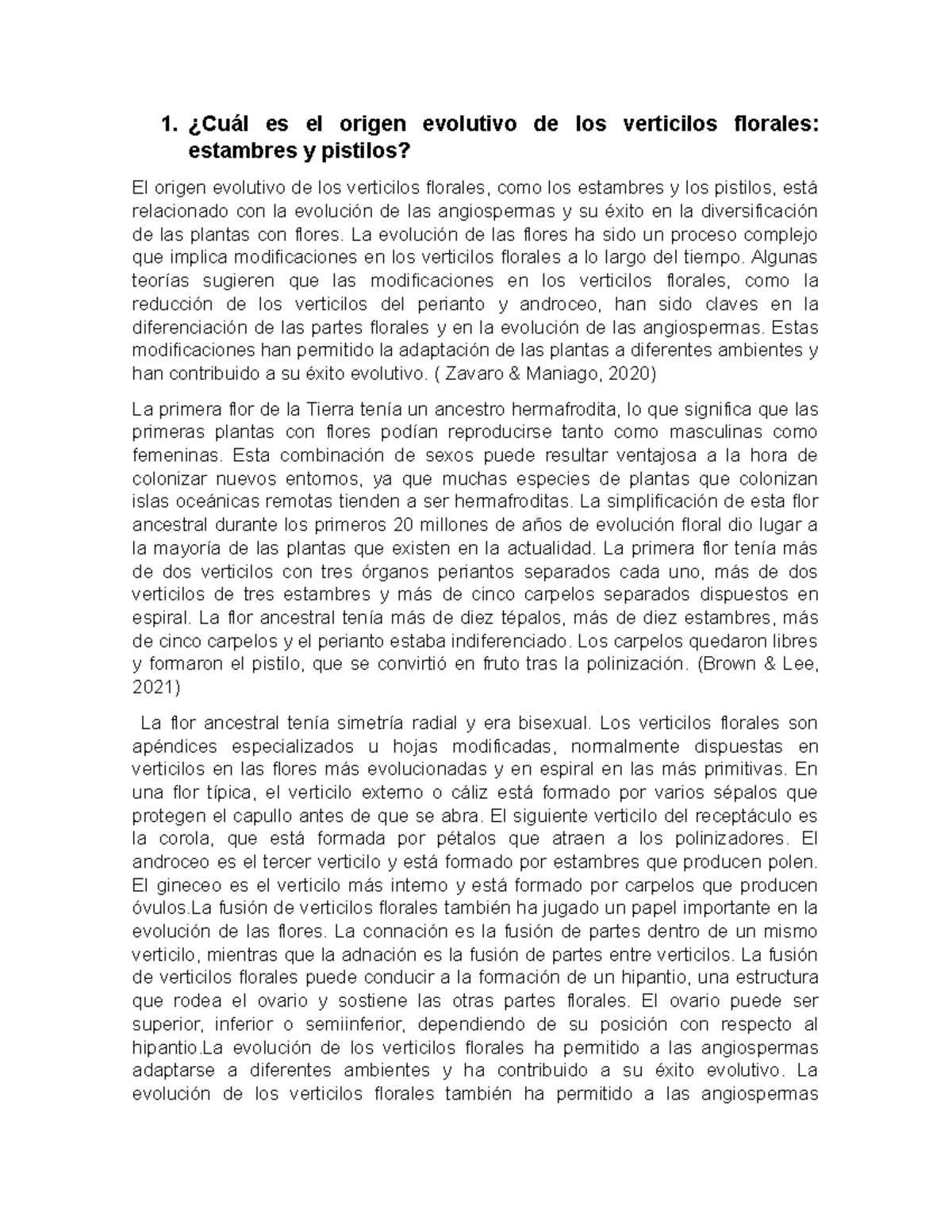 Cuál es el origen evolutivo de los verticilos florales - 1. ¿Cuál es el ...