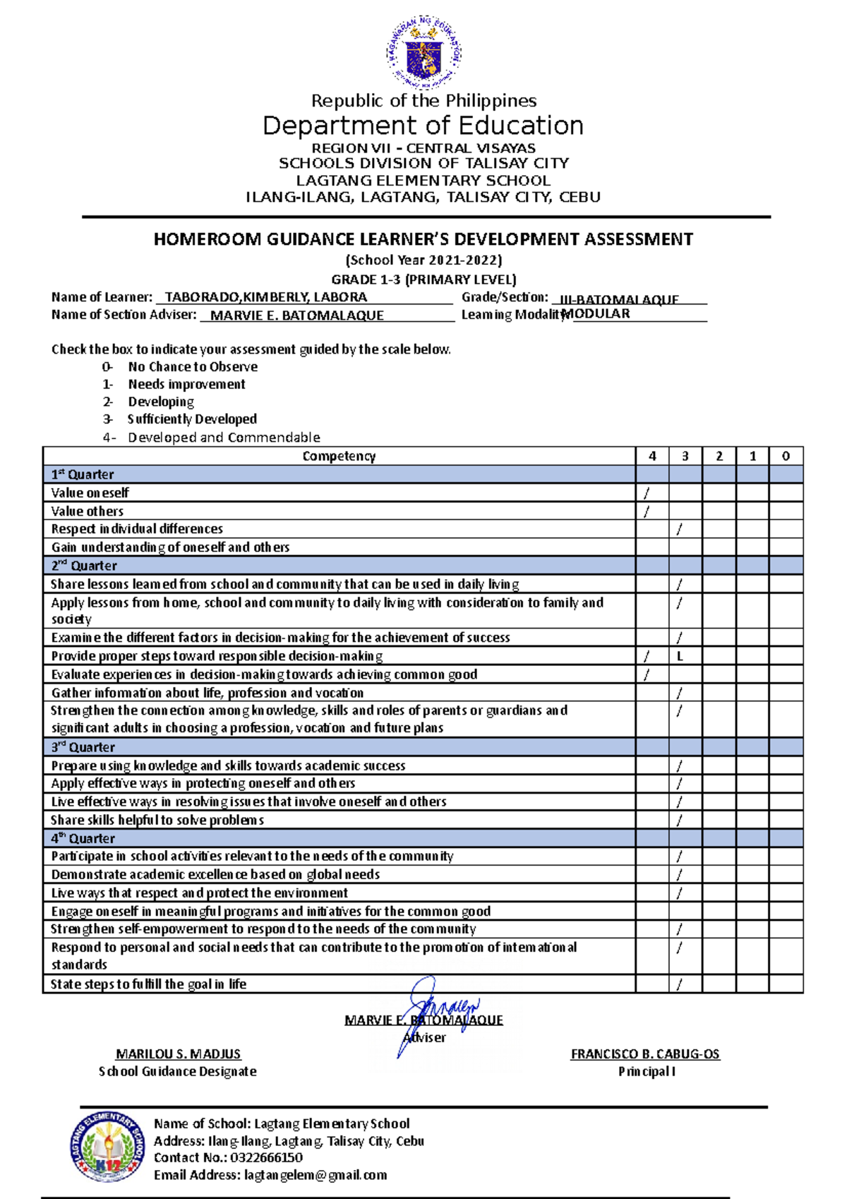Homeroom Guidance Grade 1 3 - Republic of the Philippines Department of ...