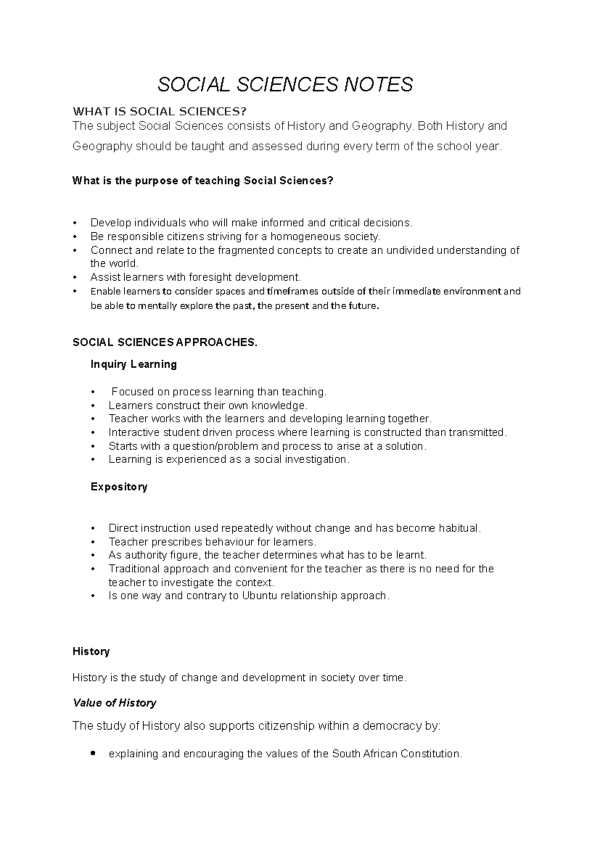 SSE Notes - IZAKHONO ZOKUFUNDISA UKUBHALA - SOCIAL SCIENCES NOTES WHAT ...