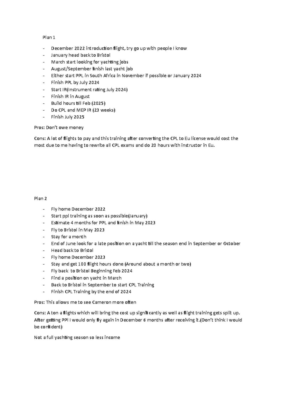 Pilot Training Plan - english and fun - Plan 1 December 2022 ...