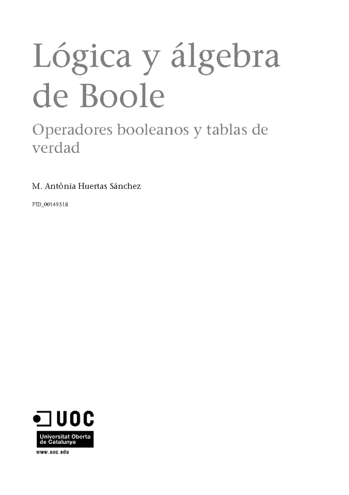 Logica-Algebra-Boole - Lógica y álgebra de Boole Operadores booleanos y ...