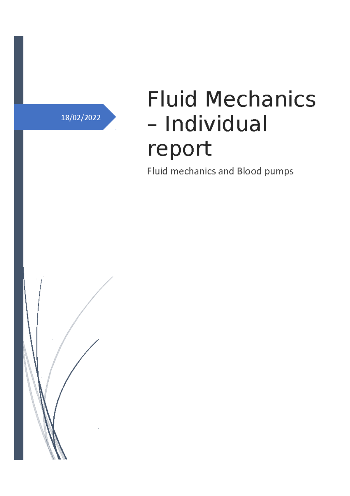 Fluid mechanics individual report blood pumps - 18/02/ Fluid Mechanics ...