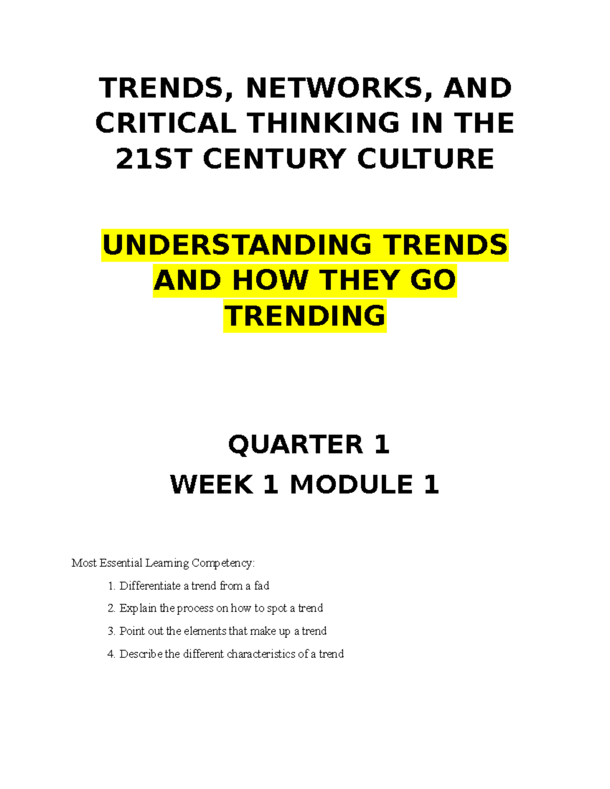 Lesson 1 trends (HIS) - NOTHING - TRENDS, NETWORKS, AND CRITICAL ...