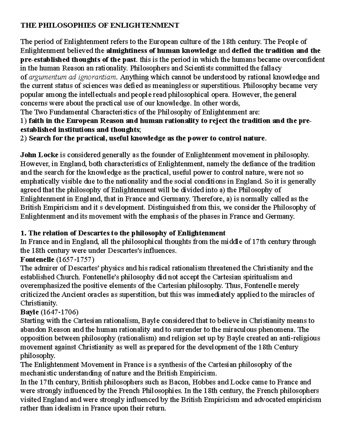 THE Philosophies OF Enlightenment - THE PHILOSOPHIES OF ENLIGHTENMENT ...