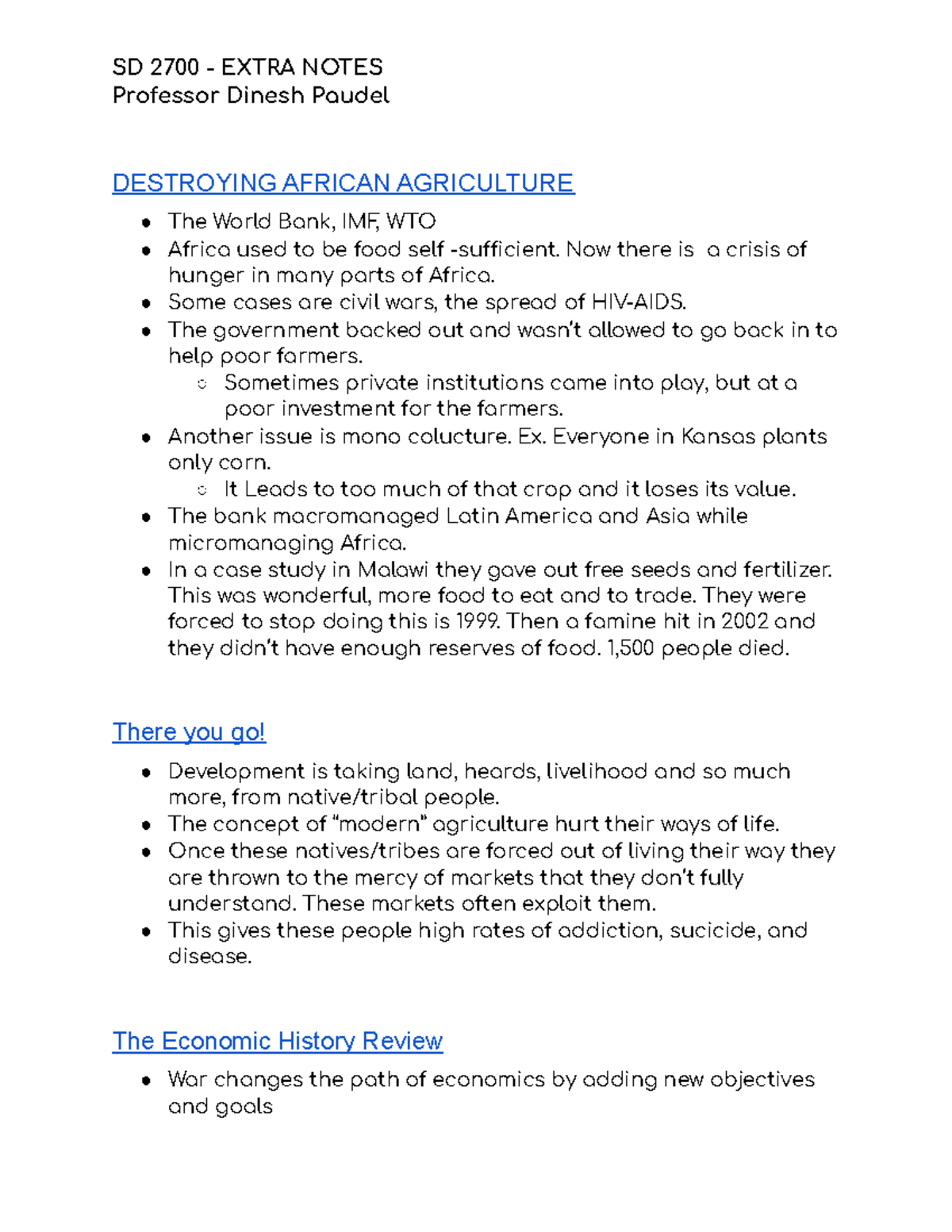 SD 2700 Extra Readings Notes - SD 2700 - EXTRA NOTES Professor Dinesh ...