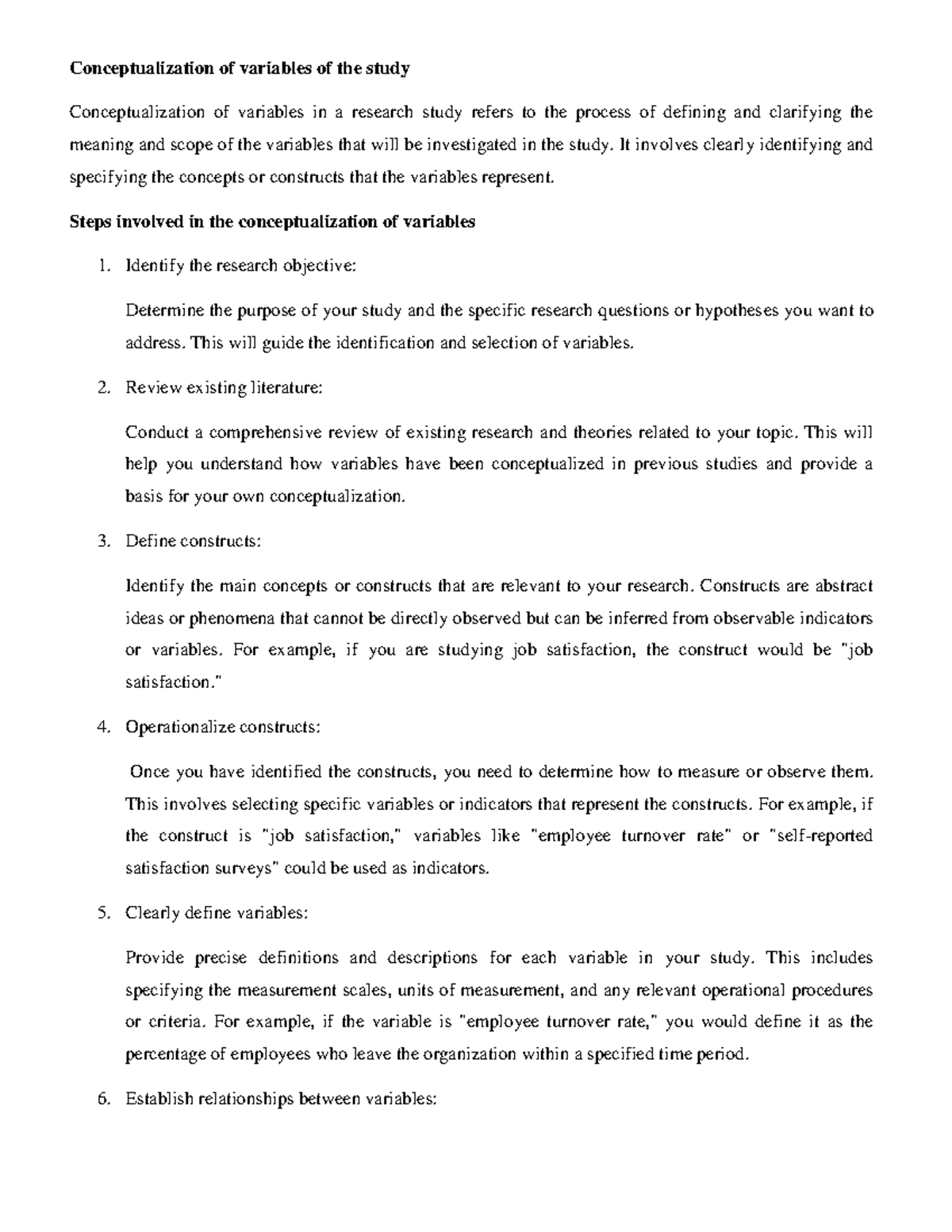 Research Conceptualization of variables - Conceptualization of ...