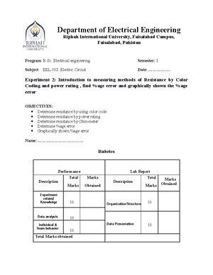 electric circuit student lab 3 experiment for practice - Department of ...