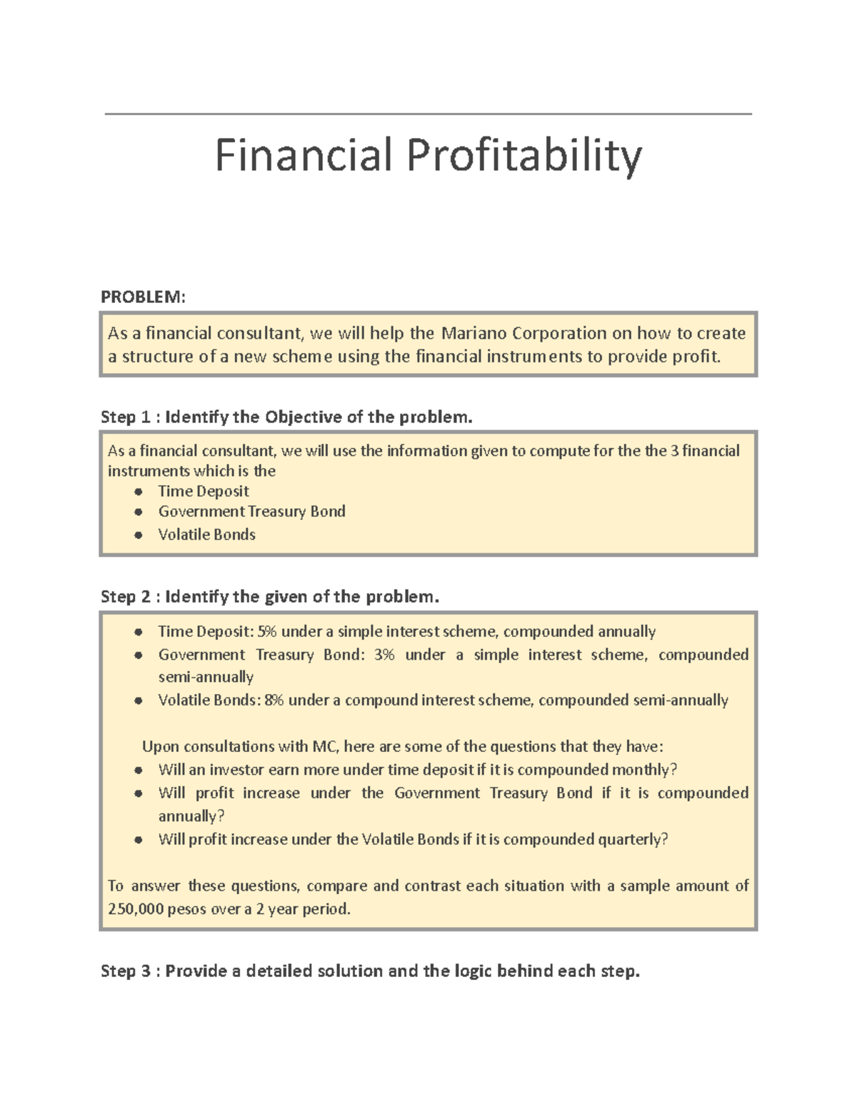 Profitability of Business Analysis - Financial Profitability PROBLEM ...