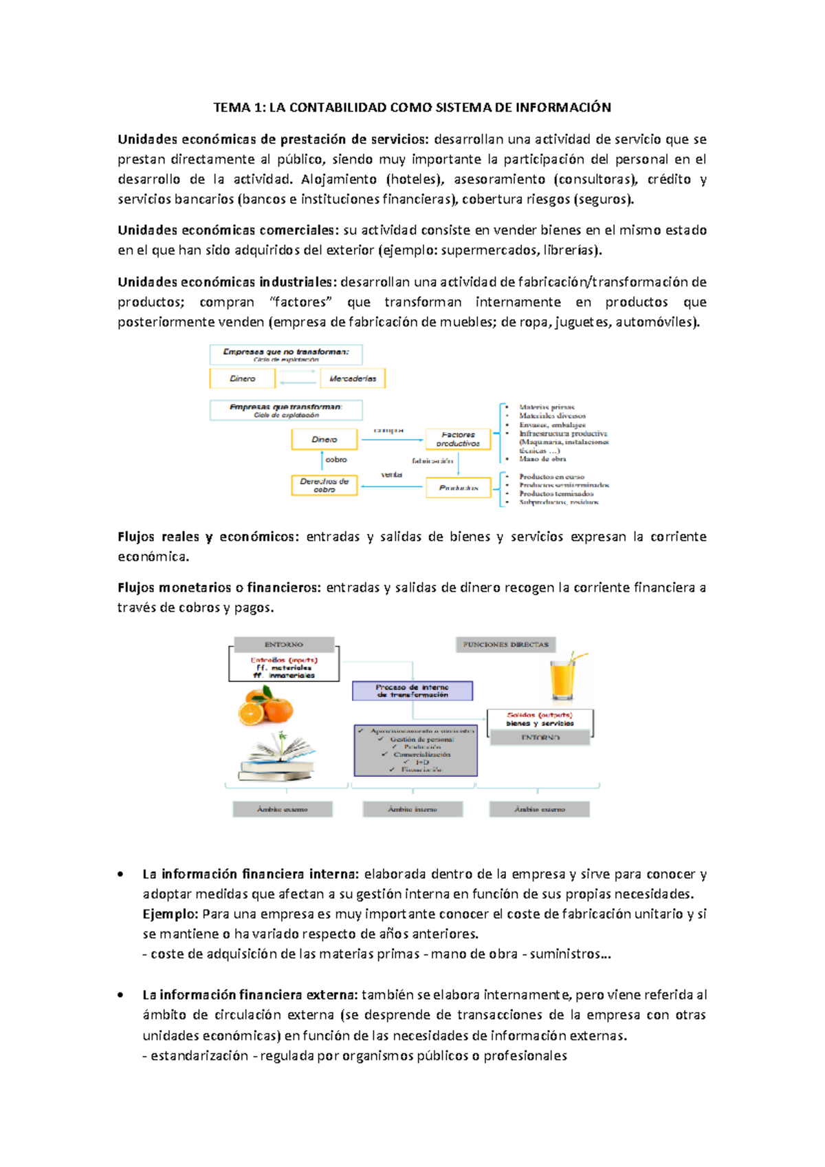 Resumen T1 Contabilidadd - TEMA 1: LA CONTABILIDAD COMO SISTEMA DE INFORMACI”N Unidades ...