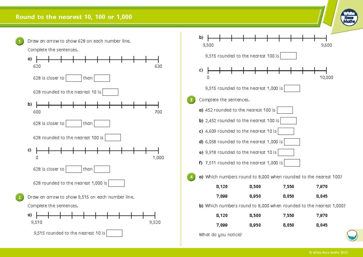 Round to the nearest 10 100 or 1000 - Round to the nearest 10, 100 or 1 ...