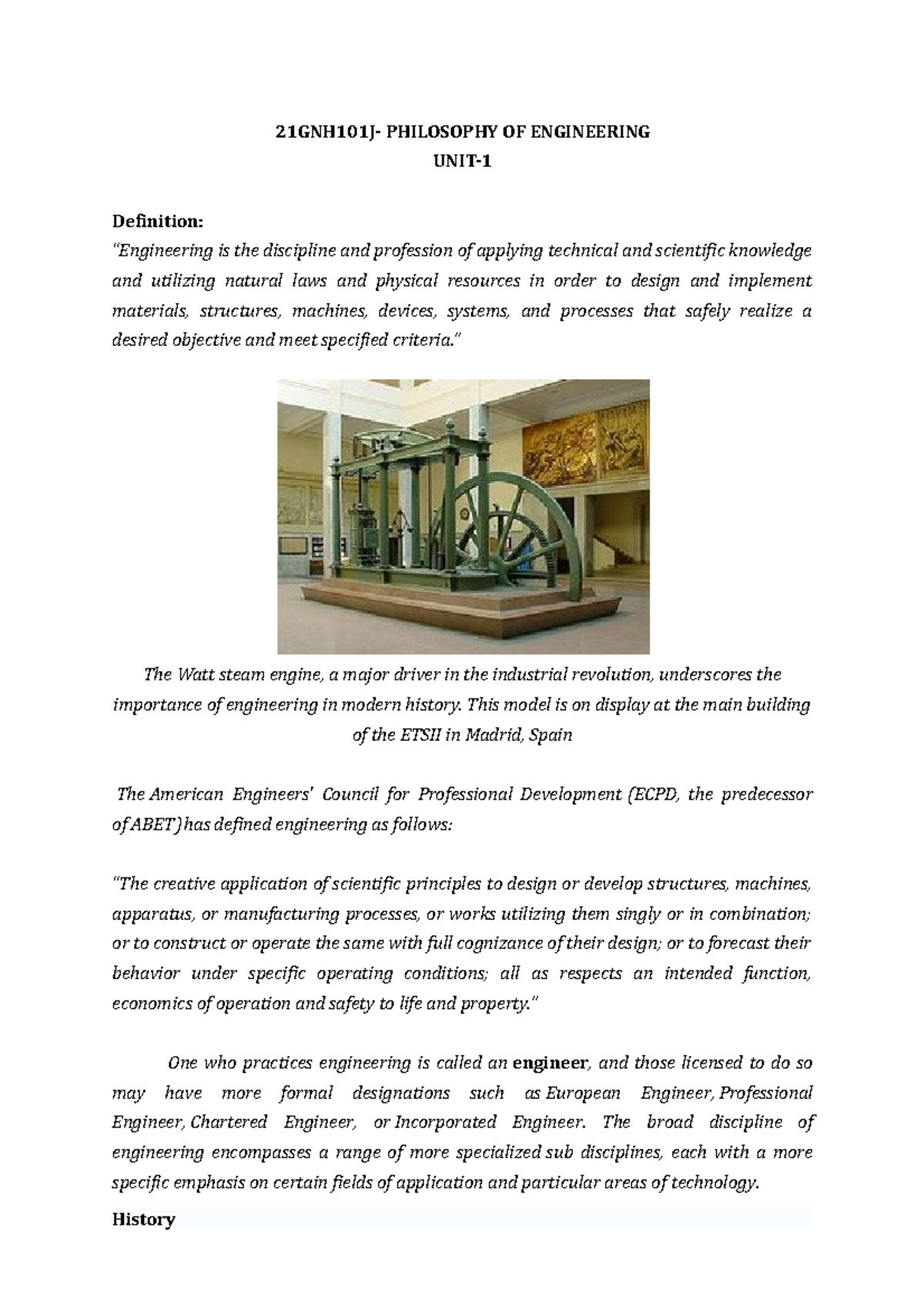 UNIT I - UNIT 1 NOTES - 21GNH101J- PHILOSOPHY OF ENGINEERING UNIT ...