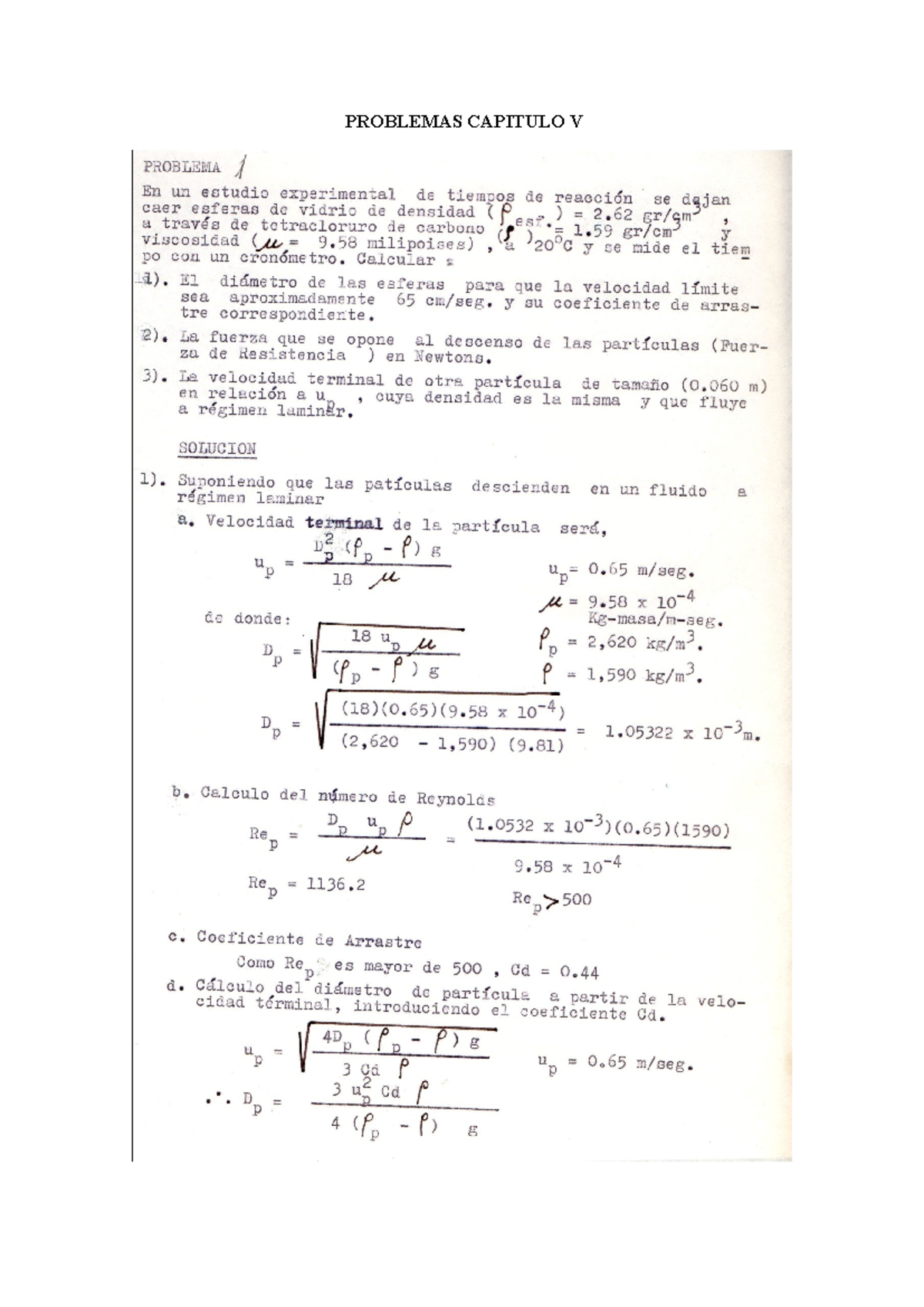 Problemas Capitulo V - LEE - PROBLEMAS CAPITULO V Up 2 = 0 (0.060/0) 2 = 4 m/seg. Problema 3. s ...
