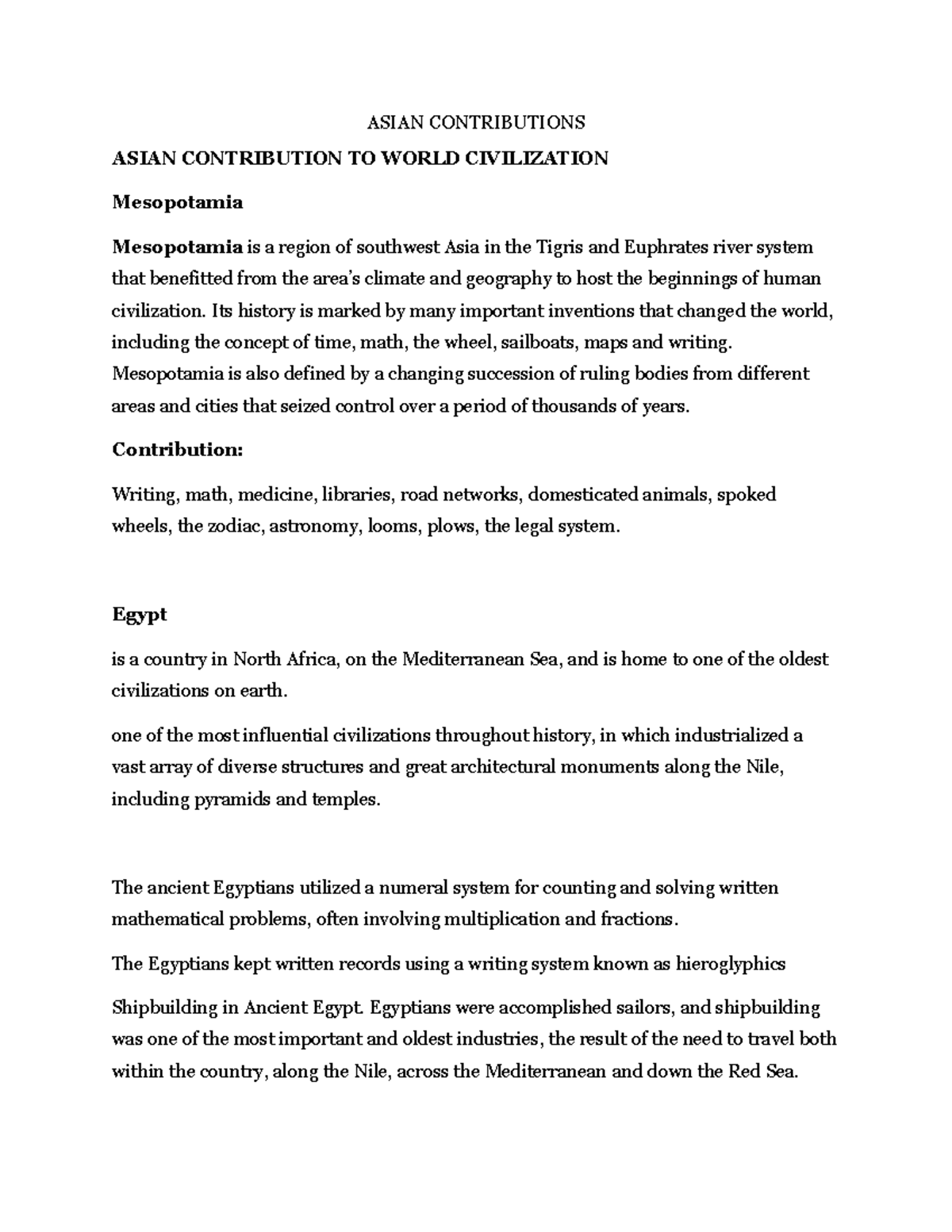 2. Asian Contributions - ASIAN CONTRIBUTIONS ASIAN CONTRIBUTION TO ...