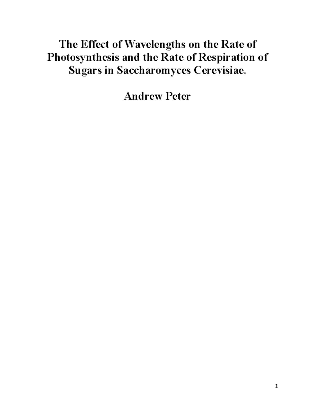 Draft - dfsdfsd - The Effect of Wavelengths on the Rate of ...