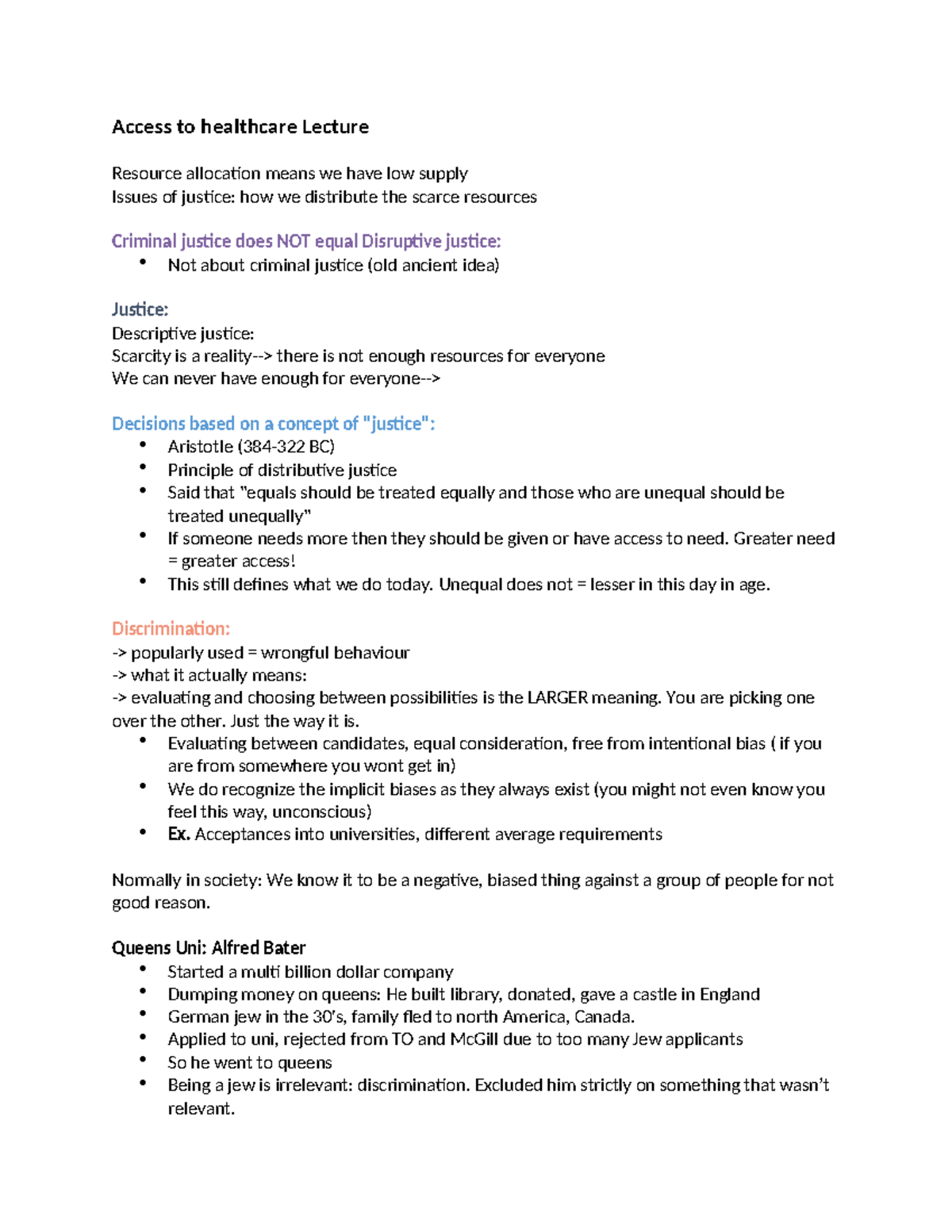 Week 7 lecture notes - Access to healthcare Lecture Resource allocation ...