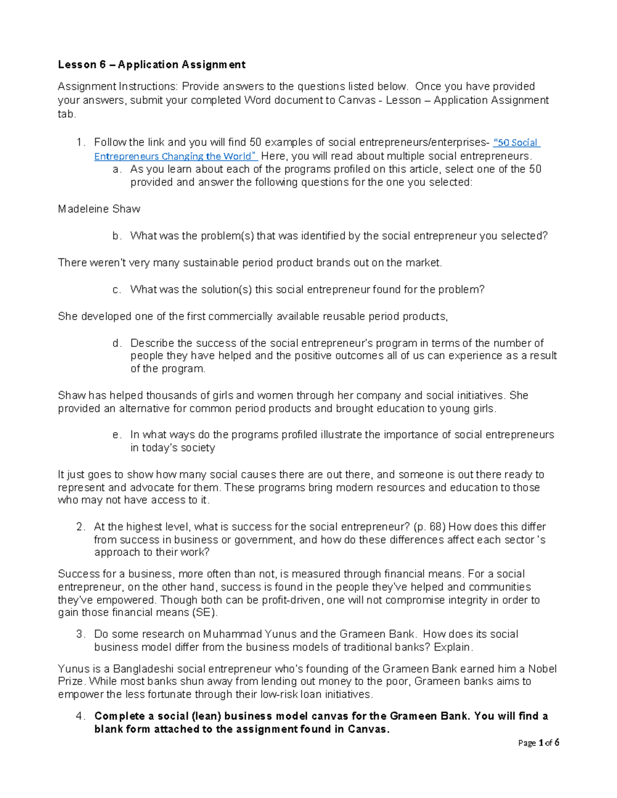 Lesson 6 - Application Assignment - Lesson 6 – Application Assignment Assignment Instructions ...