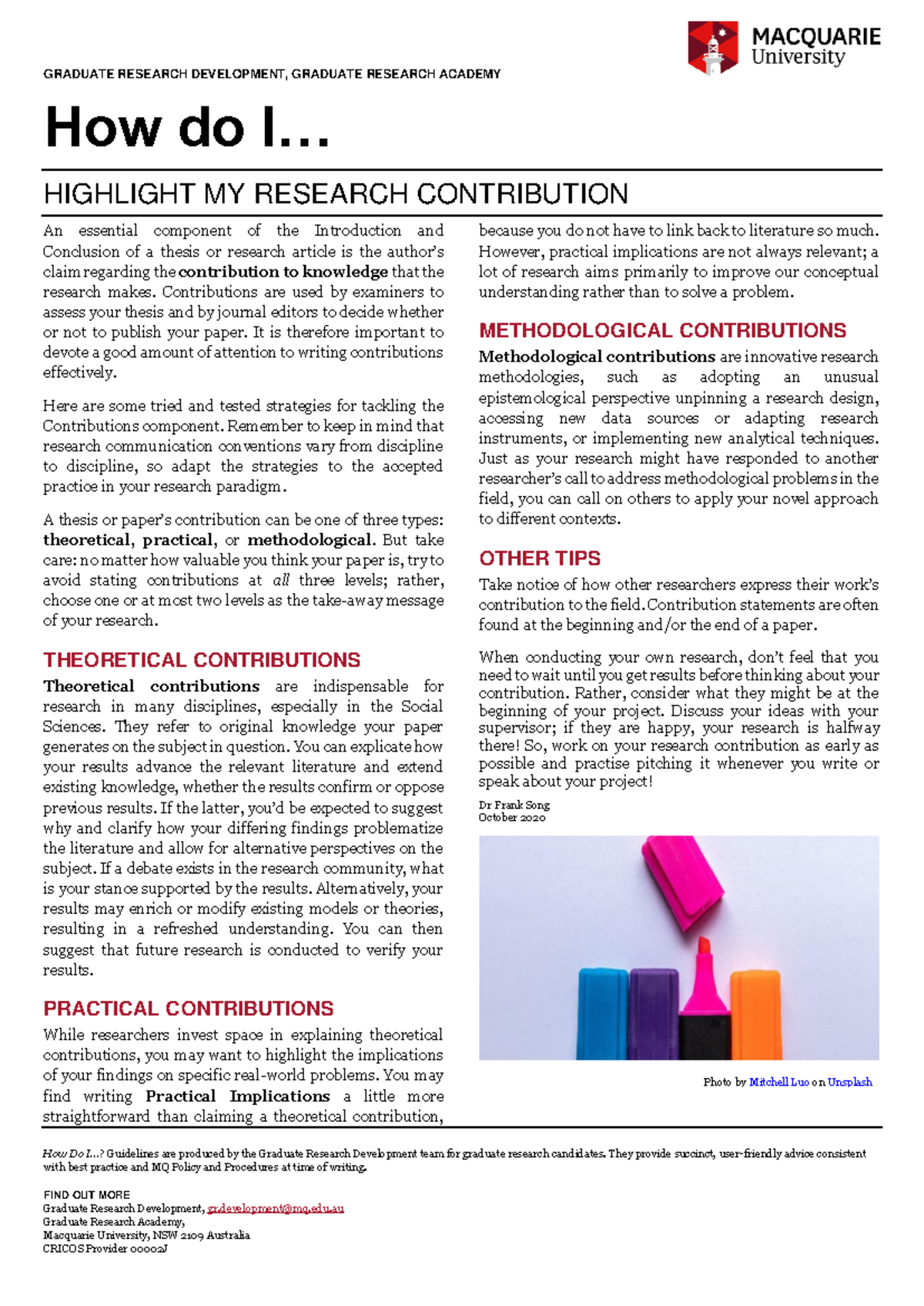 State-My-Contribution - GRADUATE RESEARCH DEVELOPMENT, GRADUATE ...