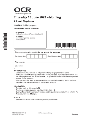 Physics - A2 - A Level - Sixth Form (A Levels) - Studocu