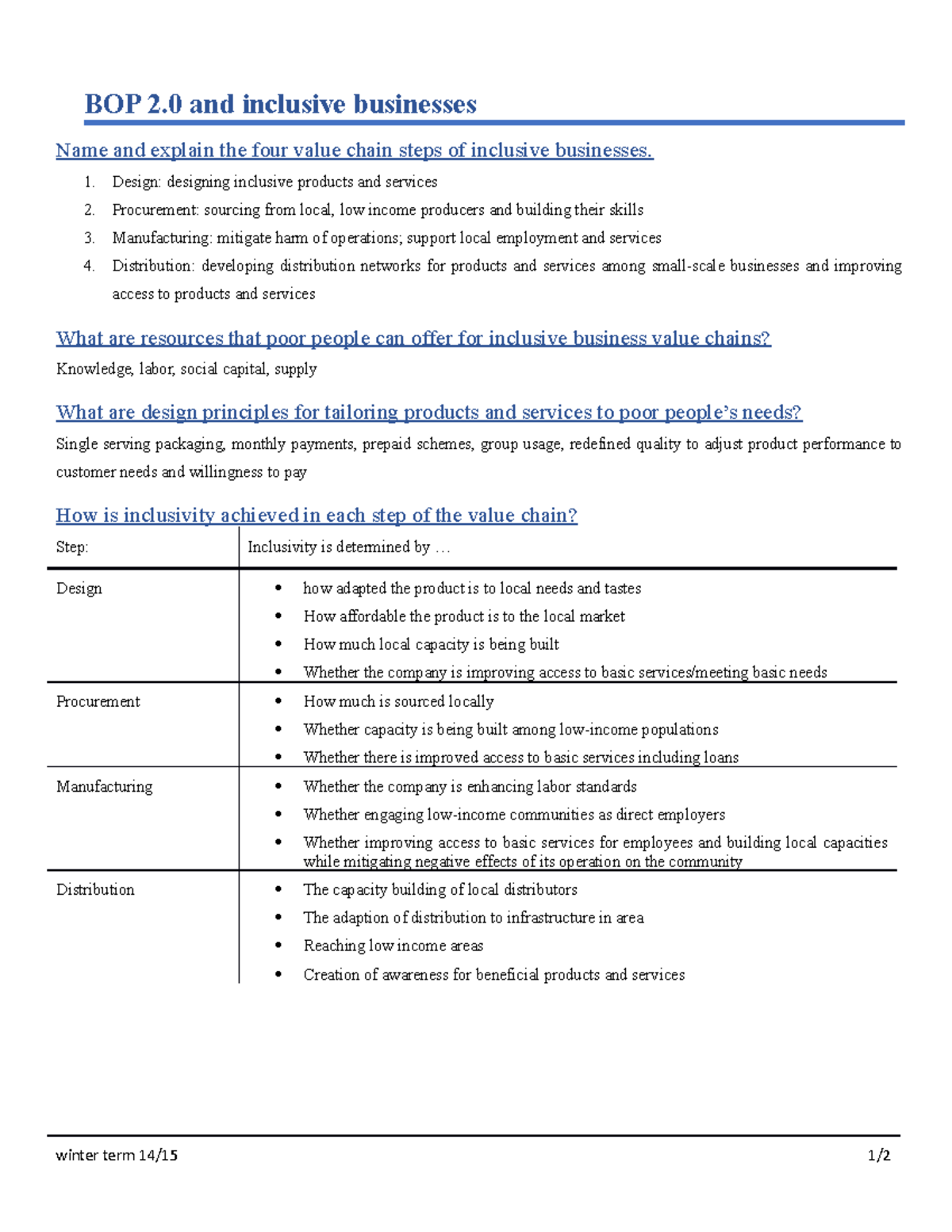 BOP 2.0 - Lecture notes Management - BOP 2 and inclusive businesses ...