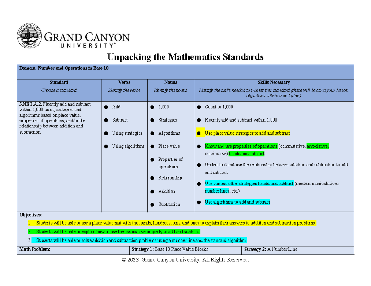 ELM 560 T1 Unpackingthe Standards 4 - Unpacking the Mathematics ...