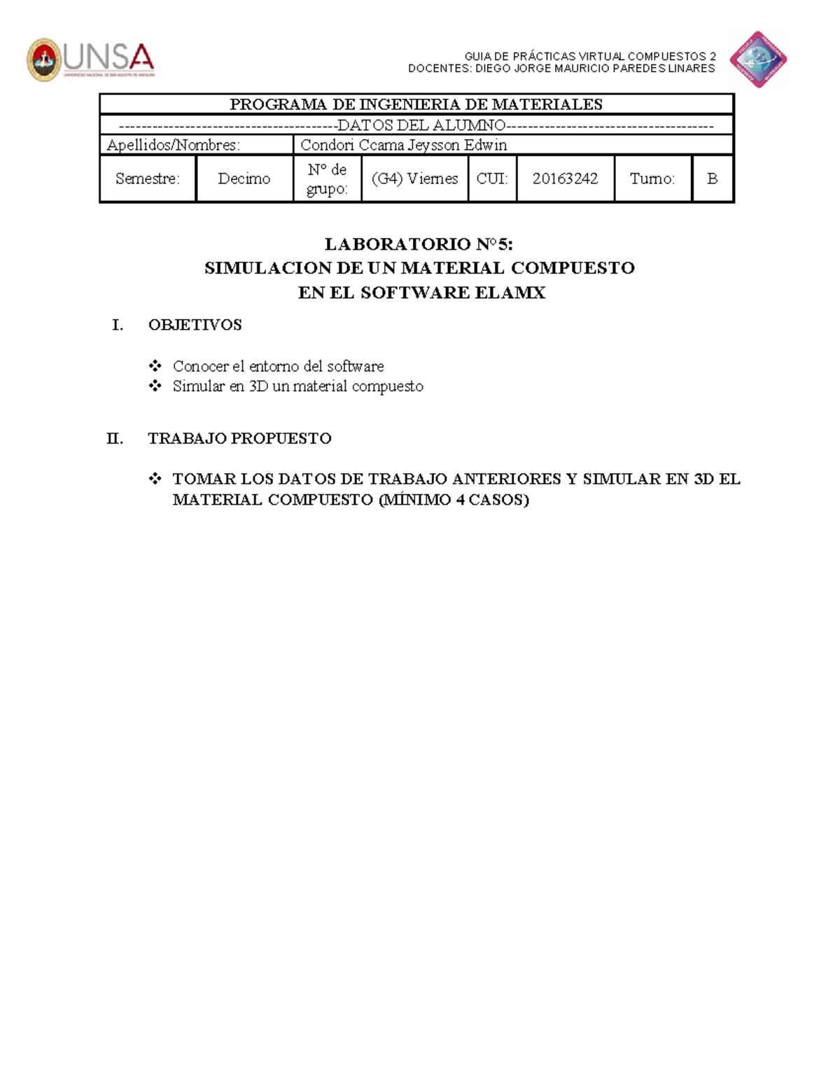 Simulacion DE UN Material Compuesto EN EL Software Elamx . Jeysson ...