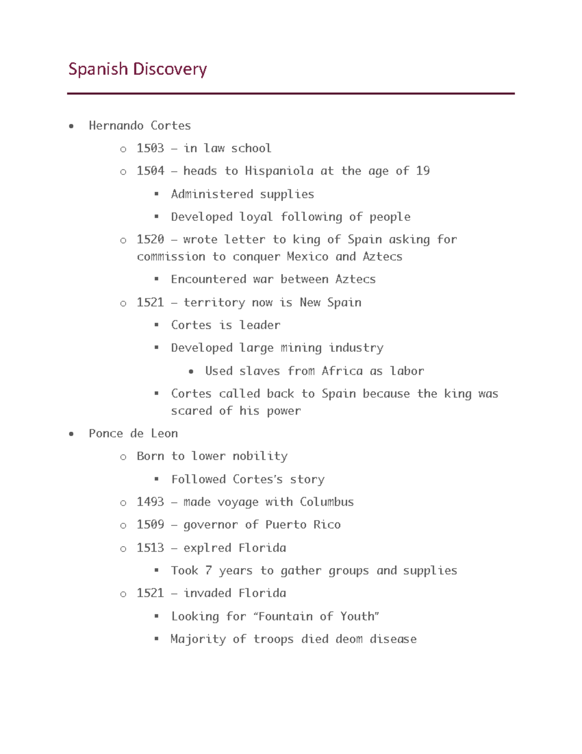 Spanish Discovery - Spanish Discovery • Hernando Cortes o 1503 – in law ...