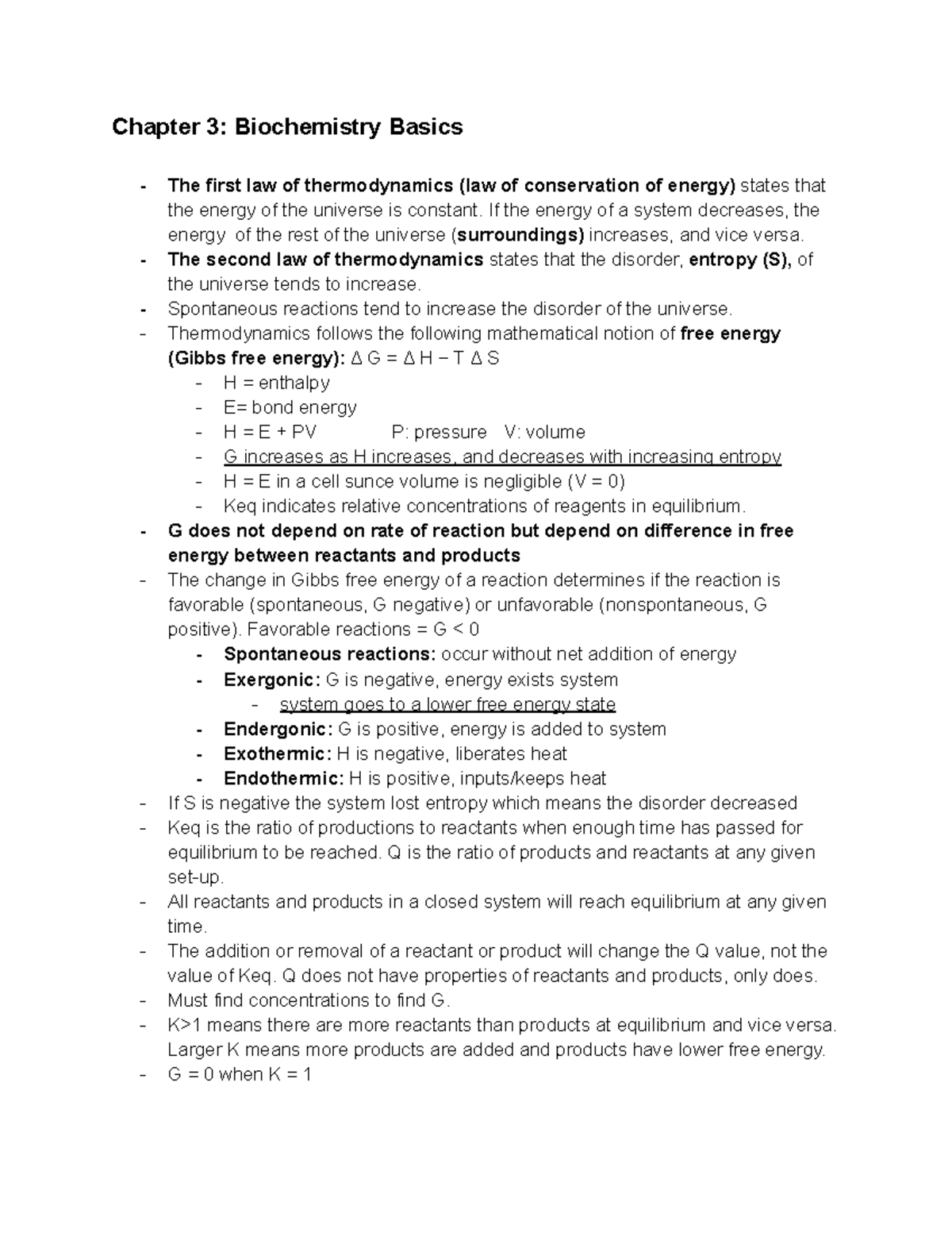 Bio Chemistry Basics - Chapter 3: Biochemistry Basics - The first law ...