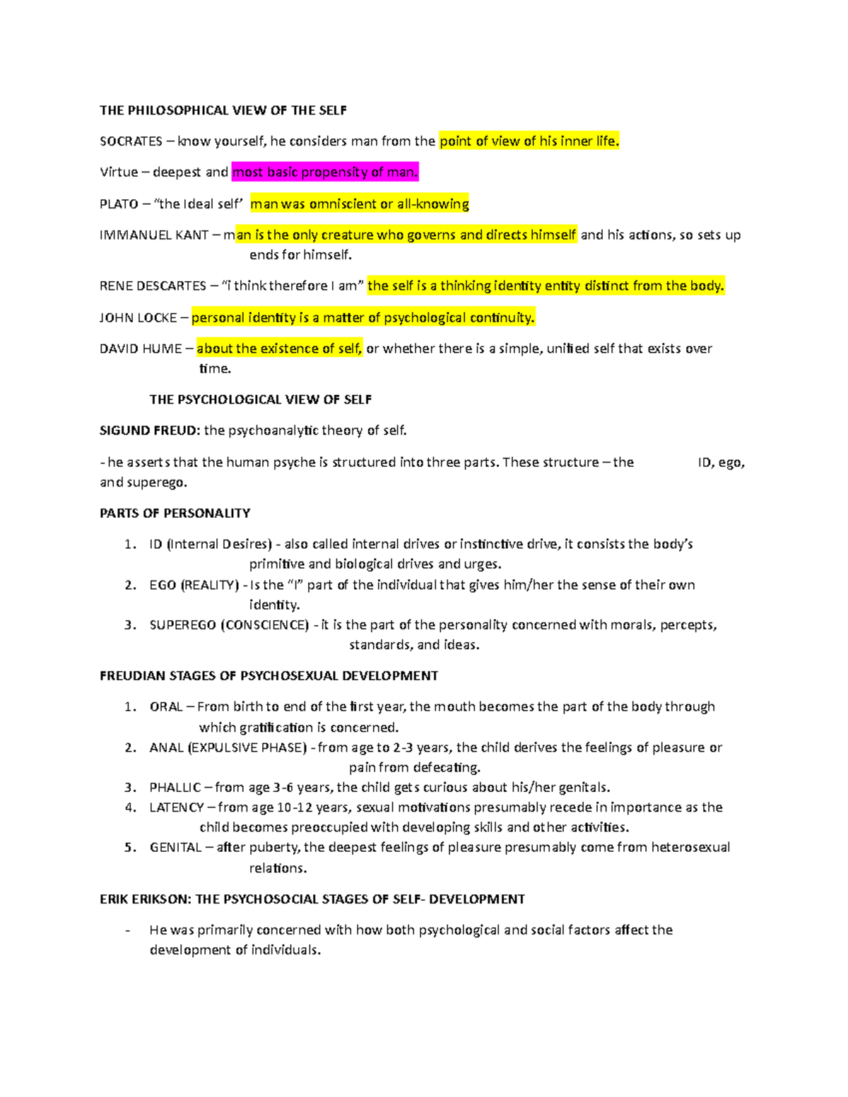 UTS- Notes - THE PHILOSOPHICAL VIEW OF THE SELF SOCRATES – know ...