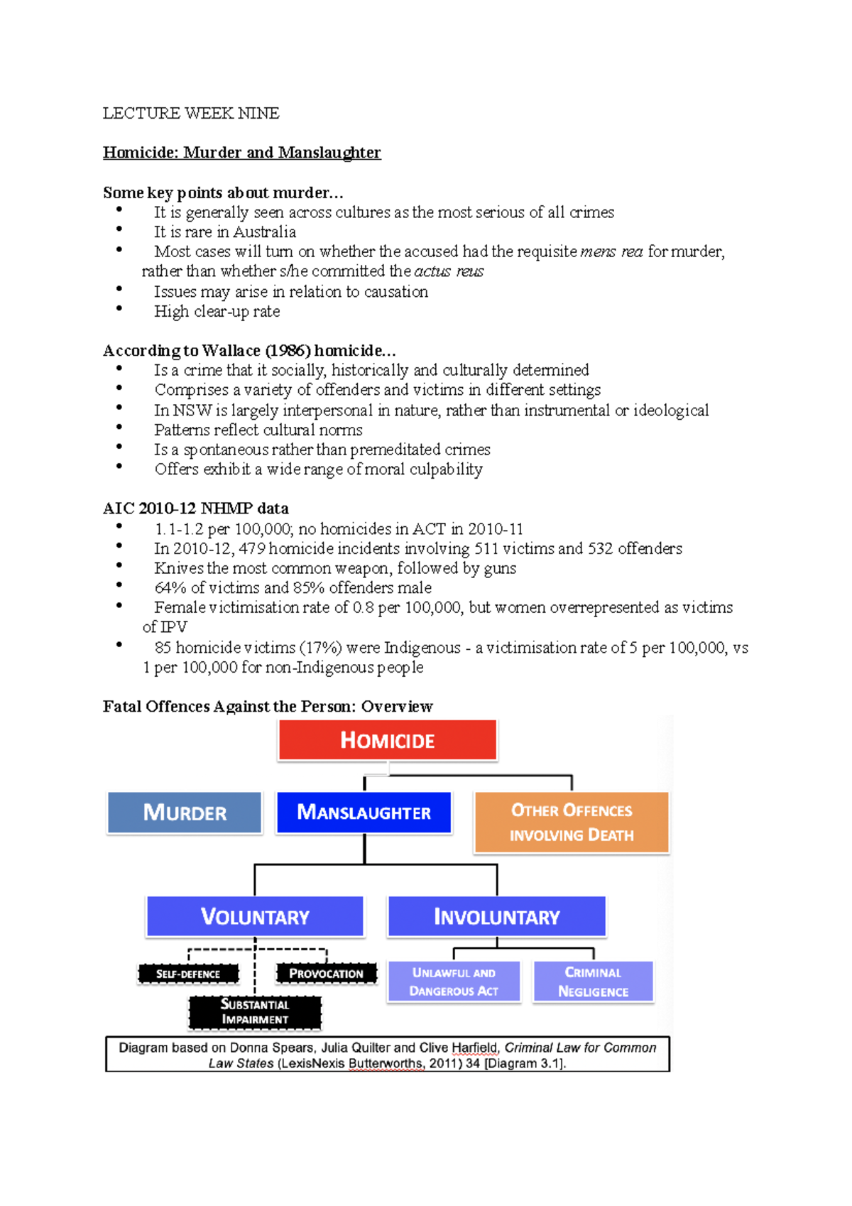 Lecture WEEK NINE - Dr Brendon Murphy - LECTURE WEEK NINE Homicide ...
