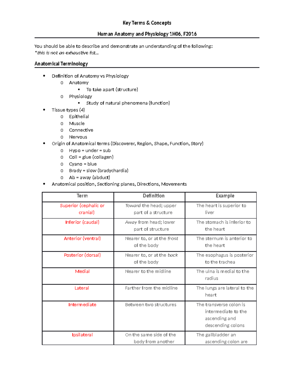 Docx - docx.pdf - Key Terms & Concepts Human Anatomy and Physiology ...