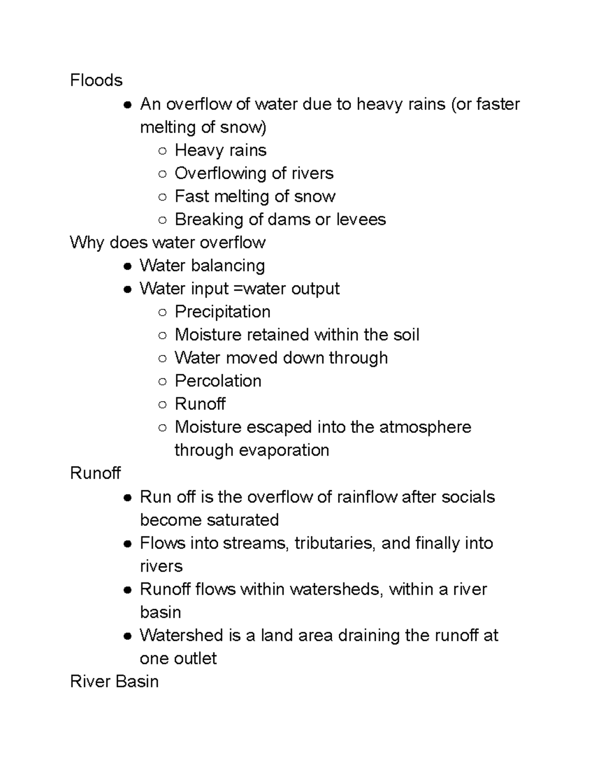 Geog Chapter 14 Floods - flood notes - Floods An overflow of water due ...
