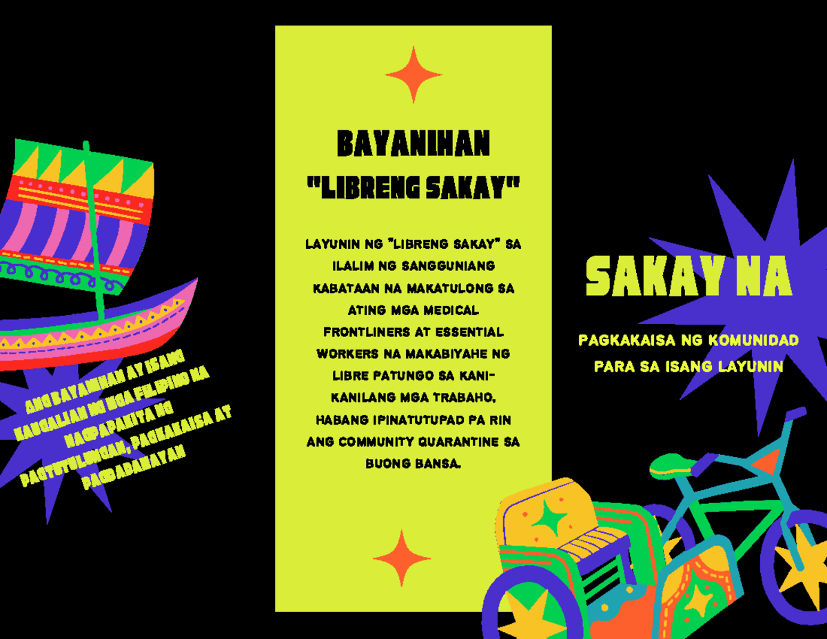 Brochure Bayanihan - LECTURE - Bayanihan "Libreng sakay" layunin ng ...